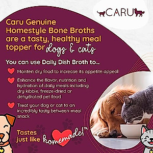Caru Free Range Chicken Bone Broth For Dogs And Cats, Moistens Dry Food Or Pour Over Freeze Dried Raw Food, Grain And Gluten Free, Non-Gmo Ingredients (1.1 Lbs)