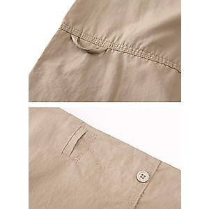 TACVASEN Men's Tactical Quick Dry Long Sleeve Shirts Sun Protection Breathable Shirts Khaki, M