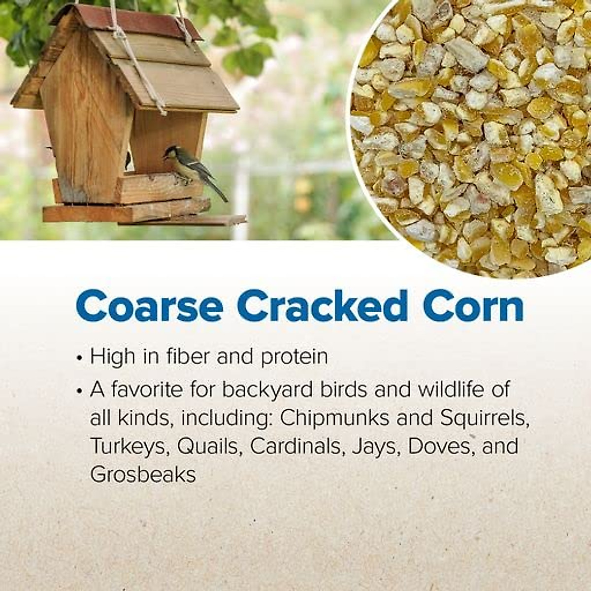 Blue Seal Feeds & Seeds Coarse Cracked Corn-Attracts Birds and Small Wildlife -High in Fiber and Protein-5 Pound Bag