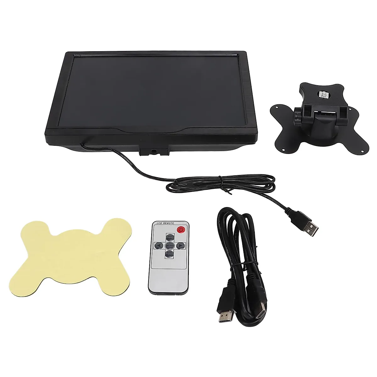 Naroote 10.1 Inch Monitor, Multiinterface HD Display Telecontroller Adjustable Bracket Home Dual (US Plug)