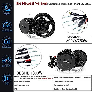 BAFANG BBS02B 48V 500W 750W HD 1000W Motor Electric Bicycle Conversion Kit with LCD Display and Battery (Optional) Ebike DIY Part and Assessories