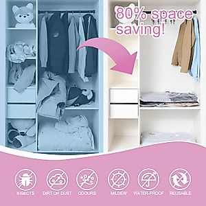 AUKUS Vacuum Storage Bags with Manual Air Pump, 2 Pack Space Saver Bags, 6 Medium/6 Small Compression Storage Bags for Comforters and Blankets, Vacuum Sealer Bags for Clothes Storage