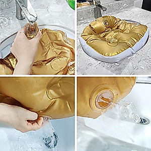 Hot Tub Booster Cushion w/Suction Cups, Inflatable Spa Cushion PVC Bathtub Pillow, Soft Seat Back Support Tub Booster Pad for Adults Kids at Home Spa & Rest (Gold)