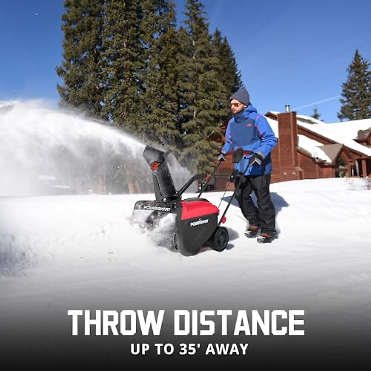 PowerSmart Electric 21 Inch Walk-Behind Single Stage Snow Blower - 120V 15 Amp, 2100 RPM, 15-Amp Motor, LED Light for Yard, Road (DB5021LED)