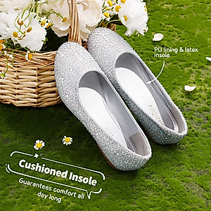 DREAM PAIRS Girls Mary Jane Ballerina Flat Shoes, Muy-Shine-Silver Glitter - 2 Little Kid (Muy-Shine)