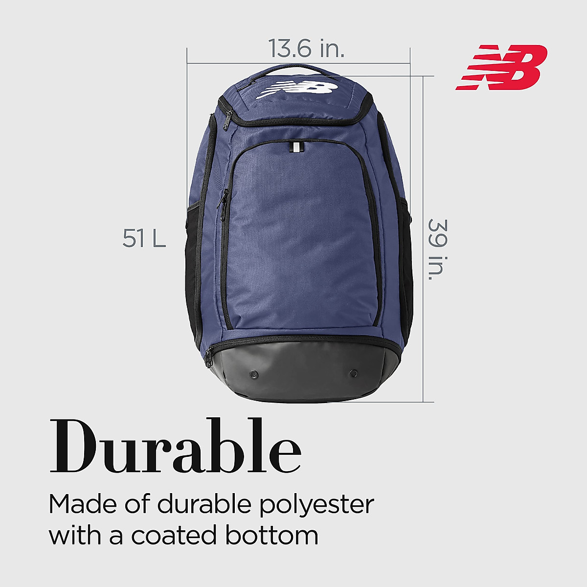 New Balance Sports Backpack, Team Travel Gym Bag for Men and Women, Grey, One Size