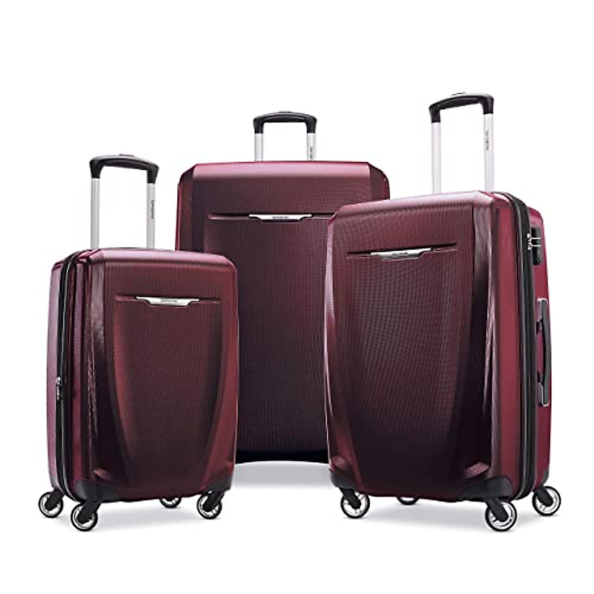 Samsonite Winfield 3 DLX Hardside Expandable Luggage with Spinners, Burgundy, Checked-Large 28-Inch