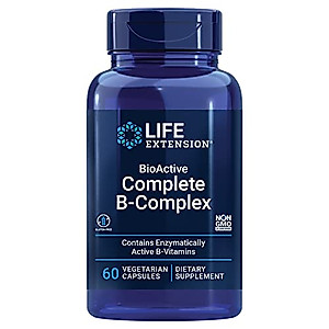 Life Extension BioActive Complete B Complex – Complete Formula for Vitamin B Benefits – Boosts Energy Production & Promotes Metabolism - Gluten-Free, Non-GMO – 60 Vegetarian Capsules