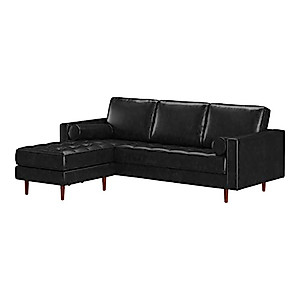 Inmod Ashton Reversible Vintage Leather Sectional, Vintage Black