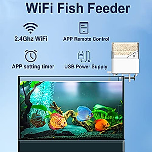 IGERESS WiFi Automatic Fish Feeder for Aquarium, Auto Fish Food Dispenser for Fish Tank with App Control Timer USB Powered Drawer Delivery Does Not Spoil Fish Food, Moisture Proof, Won't Clog, 430ML