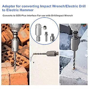 Adapter for Converting Impact Wrench to Electric Hammer, Quick Release Adapter Converter for Converting Electric Drill to Electric Hammer Converts to SDS-Plus interface
