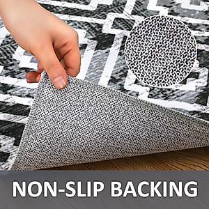 IMINROME Machine Washable 9x12 Area Rug Modern Large Rug Grey Modern Geometric Bedroom Living Room Throw Rug Non-Slip Distressed Dining Room Nursery Mat Non-Shedding Floor Accent Carpet