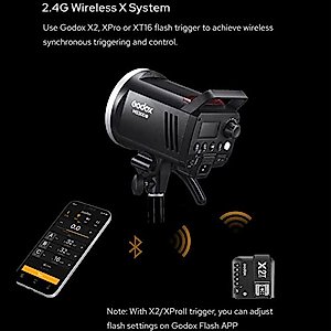 Godox MS300V MS300-V Compact Studio Strobe Flash Light - 300W,GN58 0.1-1.8S Recycle Time,2.4G X System,Bowens Mount LED Modeling Lamp for Photographic Studio Portrait Shooting(MS300 Upgraded Version)
