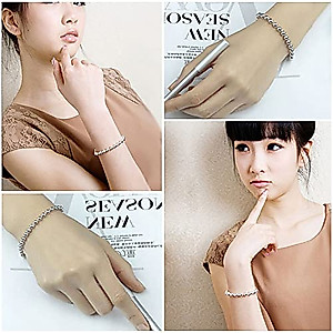 Meilanduo 925 Sterling Silver Women's 4MM-6MM Italian Bead Ball Chain Bracelet, Handmade Bead Italian Bracelet, Lobster Claw Clasp - Sizes 5.1" to 8.3" Inch - (Silver-Tone, 4mm 5.1")