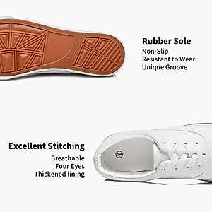 yageyan Mens Low Top Canvas Shoes Lace-up Fashion Canvas Sneakers Casual Shoes for Men Black and White(White,7)