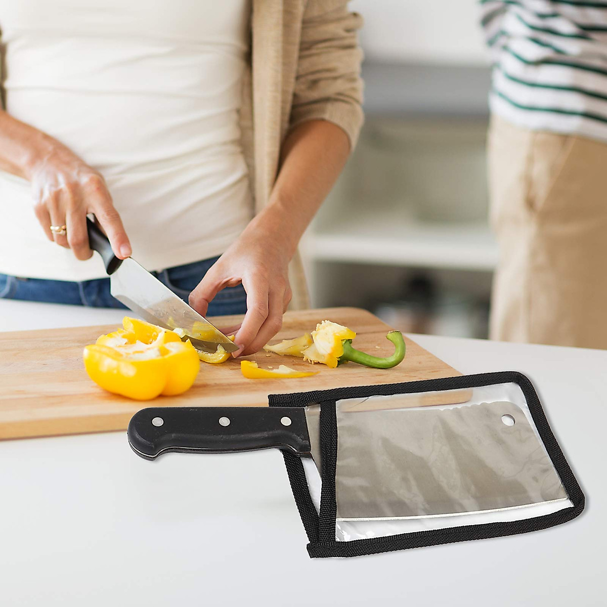 Meat Cleaver Sheath,Butcher Knife Protectors,Waxed Canvas Wide Knifes Edge Guard,Heavy Duty Chopper Covers, Knife Case Blade Protectors(Knives Not Included) (Clear)