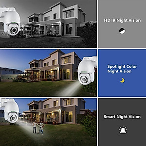 SV3C 5MP PTZ Outdoor Camera, ONVIF POE IP Home Security Camera, 5X Optical Zoom Auto Tracking, Super HD10 Spotlights Color Night Vision, Two Way Audio, Waterproof, Motion Detection, BuleIris, Camhipro