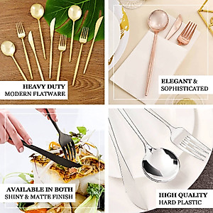 Efavormart 24 Pack | Black Sleek Modern Flatware Set, Premium Plastic Silverware Cutlery Set - 8"