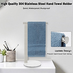 Winmien Stainless Steel L-Shaped Hand Towel Holder, SUS304 Bathroom Towel Rack with Thickened Base for Countertop Vanity (Brush Nickel)