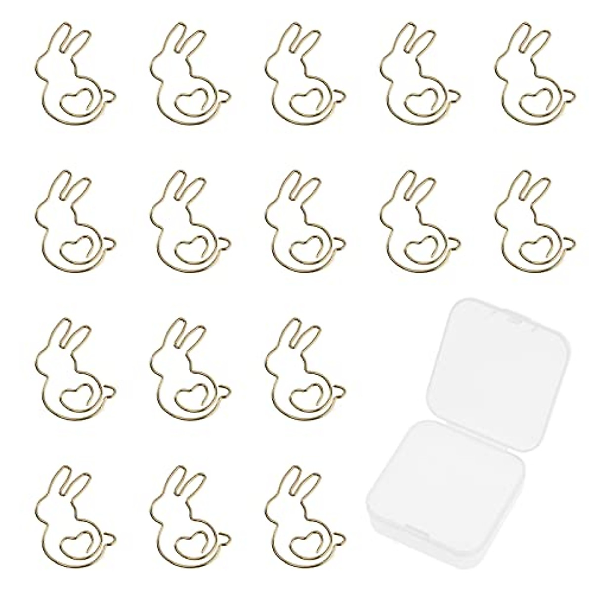 ZELARO 20 Pieces Cute Paper Clips, Metal Rabbit Shaped Paper Clips Animal Bookmark Clip for Home Office School Documents, Notes Organizing (Gold)