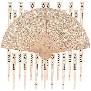 30pcs Sandalwood Foldable Hand Fans, Wedding Fans for Guests Bulk, Handheld Wooden Fans for Women, Hand Held Fans for Wedding, DIY Decorative Folding Fan for Party Decoration Baby Bridal Shower Gifts