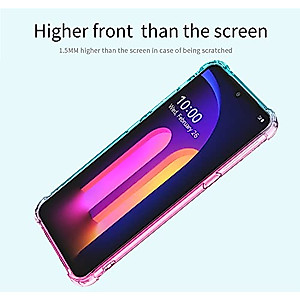 OEURVQO for LG V60 ThinQ 5G Case Clear Cute Gradient Colorful Design Slim Phone Case Soft TPU Cover Shockproof Bumper Anti-Scratch Protective for LG V60 ThinQ (Pink Green)