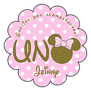 Pink and Gold Mouse Stickers Personalized, Printed and Shipped Set of 24 Mouse First Birthday Stickers