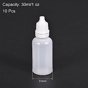 uxcell Plastic Dropper Bottles, 30ml/1 oz Empty Squeezable Dropper Bottle with Cap, White, Pack of 10