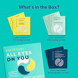 Patchology All Eyes On You Under Eye Mask - Retinol, Collagen & Green Tea Infused - Eye Gels for Dark Circles, Puffiness, & Wrinkles, Eye Patches for Night, Beauty Travel, Reduce Puffy Eyes (6 Pairs)