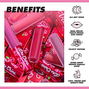 Lime Crime Velvetines Liquid Matte Lipstick, Feelins (Deepest True Red) - Bold, Long Lasting Shades & Lip Lining - Stellar Color & High Comfort for All-Day Wear - Talc-Free & Paraben-Free