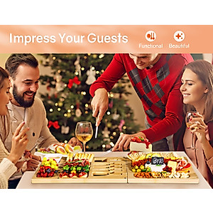 Charcuterie Boards, Thereye Cheese Board with Knife Set, Extra Large Charcuterie Board Set, Gifts for Women, Wedding Gifts, House Warming Gifts, Bridal Shower Gift