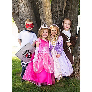 Little Adventures Deluxe Pink Princess Dress Up Costume (Medium Age 3-5) - Machine Washable Child Pretend Play and Party Dress with No Glitter