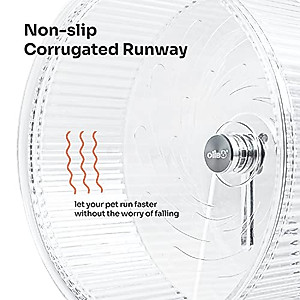 OIIBO Super Silent Hamster Running Wheel, Large Hamster Wheel Super Wide Round Runway, Quiet Spinner Small Animals Exercise Wheels Adjustable Stand for Hamsters Gerbils Rat Mice Hedgehog(8.5in)