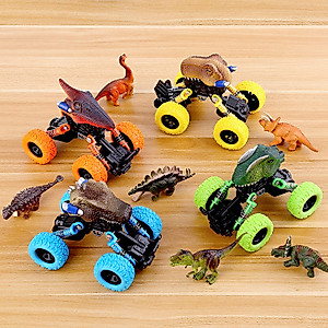 Yutin Dinosaur Car Toys for 2 3 4 5 Year Old Kids Boys, Dino Monster Trucks for Toddler, Pull Back Cars for Children Age 3-5 Christmas Birthday Gift