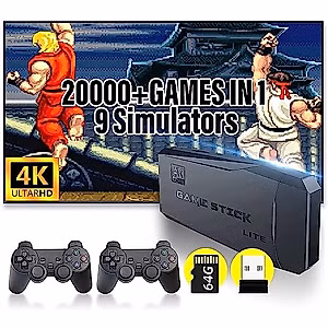 TAMNAN Nostalgia Stick Game- Ultimate Retro Game Console, 20000+ Games, 9 Classic Emulators, 4K HDMI Output, Dual 2.4G Wireless Controller