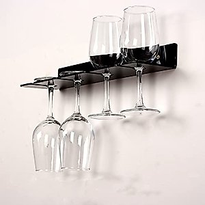 Wine Glass Rack|Stemware Holder|Wine Glass Organizer Glasses Storage Hanger for Bar Kitchen|Acrylic 2 pieces (Black)