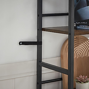 Elevon Bookshelf 5-Tier Open Bookcase, Triple Wide 70in Tall Display Shelf with 14 Open Display, Wood Shelf Metal Frame Floor Standing Unit for Living Room, Bedroom and Home Office - Rustic Brown