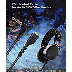 UWOXX Replacement for Arctis Headset Cord, Replacement Audio Cable Cord, Compatible for SteelSeries Arctis 3 Arctis 5 Arctis 7 Arctis Pro Wireless Gaming Headphones 4.9FT
