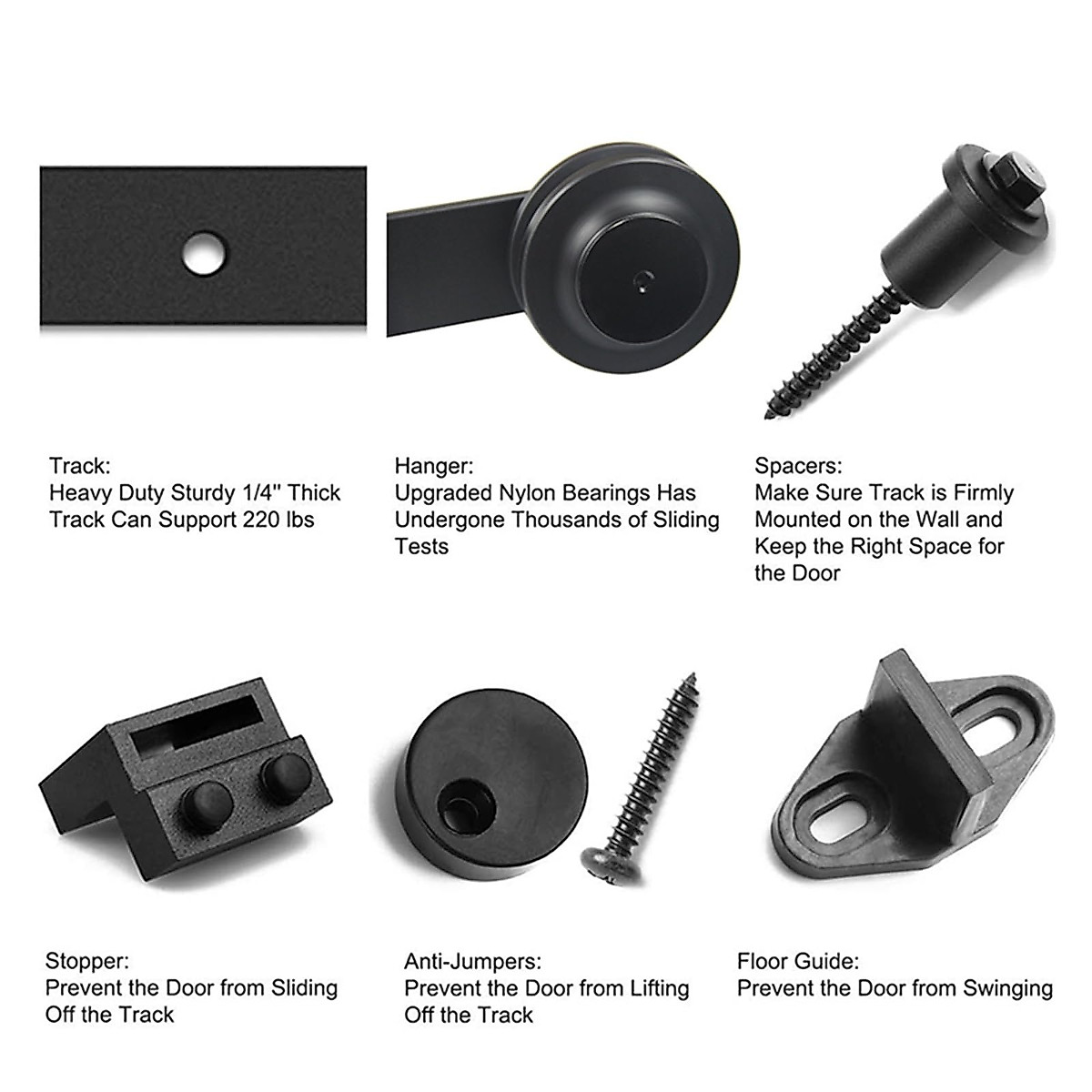 Barn Door Hardware kit 6ft Sliding Barn Door Hardware Kit, Mechanism Carbon Steel Smoothly Quietly Easy Install Hardware Track Kit