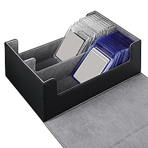 Yexiya Deck Card Storage for 72 Magnetic Card, 2 Rows Deck Trading Cards Box Holding Compatible with TCG Loader MTG Storage Boxes for Play Cards(Outer Black, Inner Gray)