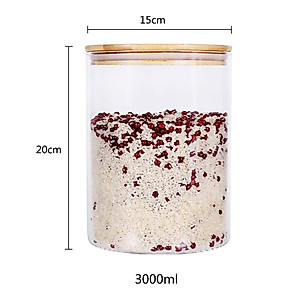 Large Glass Food Storage Container, 100 FL OZ (3000ml) Glass Food Canister with Airtight Bamboo Lids for Your Pantry, BPA-Free Cereal Dispenser Jars for Spaghetti Pasta, Powder, Tea, Coffee