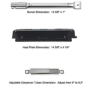 Hisencn Grill Replacement Parts for Charbroil 6 Burner 463230515, 463230514, g431-0300-w2a, G433-0016-W1, Grill Burner, Heat Plate Tent Shield, Adjustable Crossover Tubes, Ignitor Repair kit