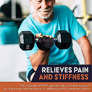 Copper Joe Arthritis Gloves - Compression Gloves for Arthritis Hand Pain Relief, Carpal Tunnel, RSI, Tendonitis and Rheumatoid. Typing Gloves - Wrist Support Brace for Women & Men - 1 Pair - (Medium)