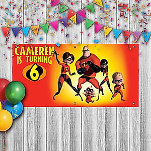 Personalized Birthday Banner for Incredibles Theme Party 24"x 48" or 42"x84"