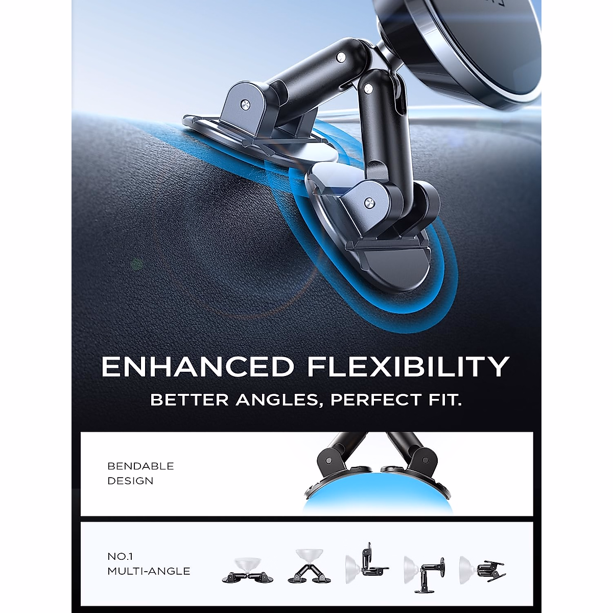 LISEN 2 Pack Magnetic Phone Holder for car Magnet car Mount for Cell Phone 10X Strong Magnets 360° Rotation Phone Holder for car Dashboard Mount fit for iPhone Samsung Google All Smartphones