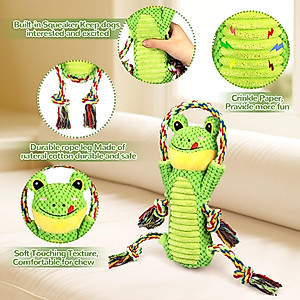 Letsmeet Dog Squeak Toys Plush Dog Toy with Crinkle Paper and Ropes - Small Puppy Toys Interactive Dog Toys for Small, Medium, Large Dogs