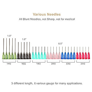 BSTEAN 30 Pack - 1ml, 3ml, 5ml,10ml, 20ml Syringes with 14ga, 16ga,18ga, 20ga, 22ga and 25ga Blunt Tip Needles and Caps for Refilling and Measuring Liquids, Oil or Glue Applicator