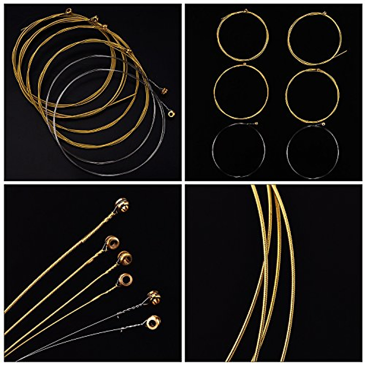 Bememo 2 Sets of 6 Guitar Strings Replacement Steel String for Acoustic Guitar (1 Yellow Set and 1 Multicolor Set)