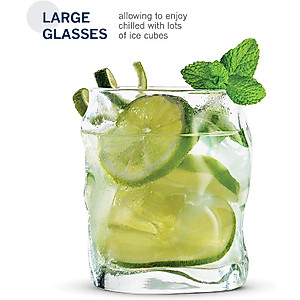 Bormioli Rocco Sorgente Double Old Fashioned Glasses, Set of 4,14.25 ounces