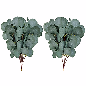 CYOIDAI Silk Eucalyptus Stems Picks Spray Fake Greenery for Garden Wedding Home Outdoors Decorations, 20 Pack
